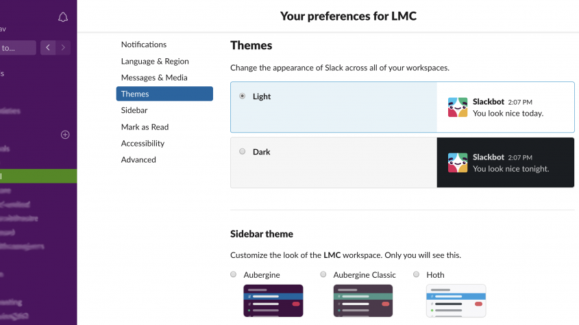 Slacking Off: How to Change Workspace Themes in Slack - LMC
